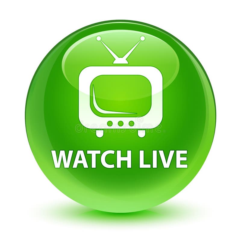 Watch Live Glassy Green Round Button Stock Illustration - Illustration ...