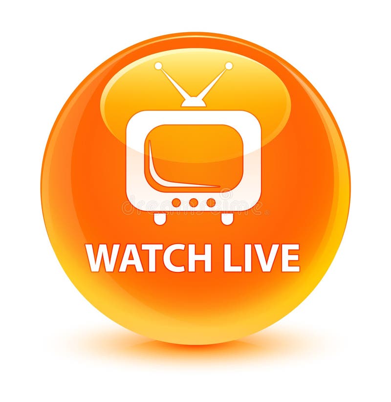 Watch Live Glassy Orange Round Button Stock Illustration - Illustration ...