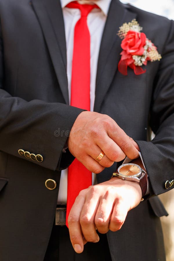Watch on a Man`s Hand, the Fees of the Groom Stock Image - Image of ...