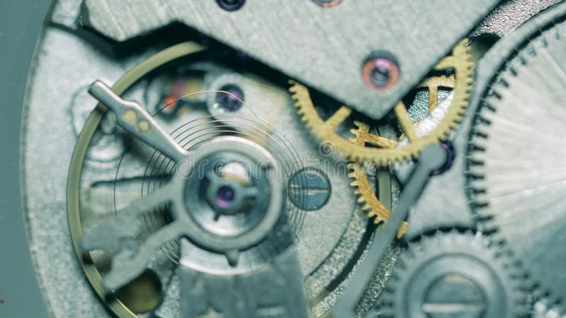 Gears and Mainspring in the Mechanism of a Pocket Watch Stock Footage ...