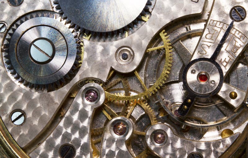 Watch Mechanism Macro Showing the Mechanical Gearing and Spring. Stock ...