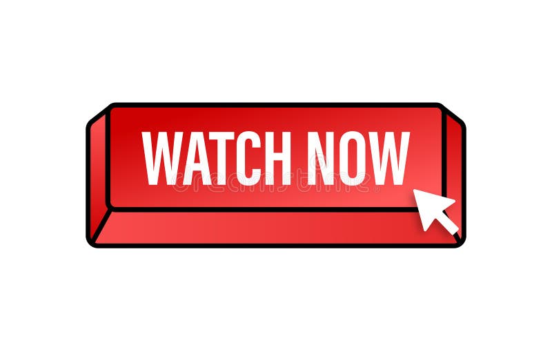 Watch Now Button in Flat Style on White Background. Isolated Vector ...