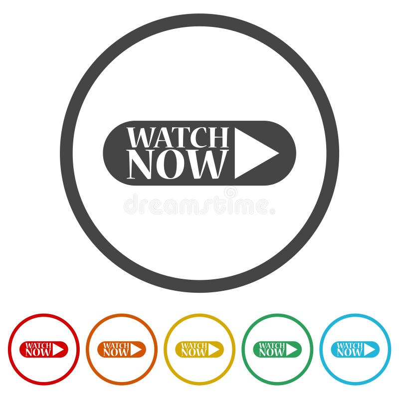 Watch Now Icon Logo. Set Icons in Color Circle Buttons Stock ...