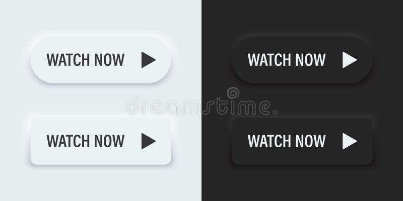 Watch Now Icon. a Set of Buttons with Watch Now Symbols. 3d Neumorphism ...