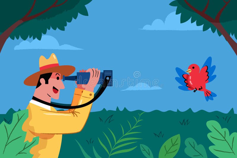 Watch and Observe Forest Bird Stock Illustration - Illustration of ...