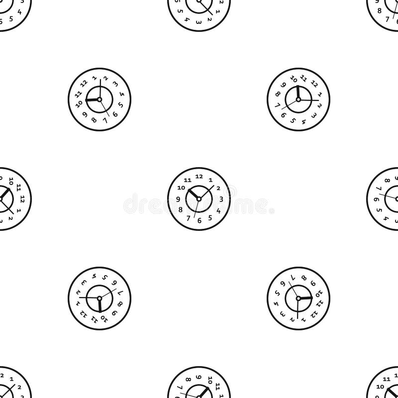 Watch Pattern Seamless Black Stock Vector - Illustration of late ...
