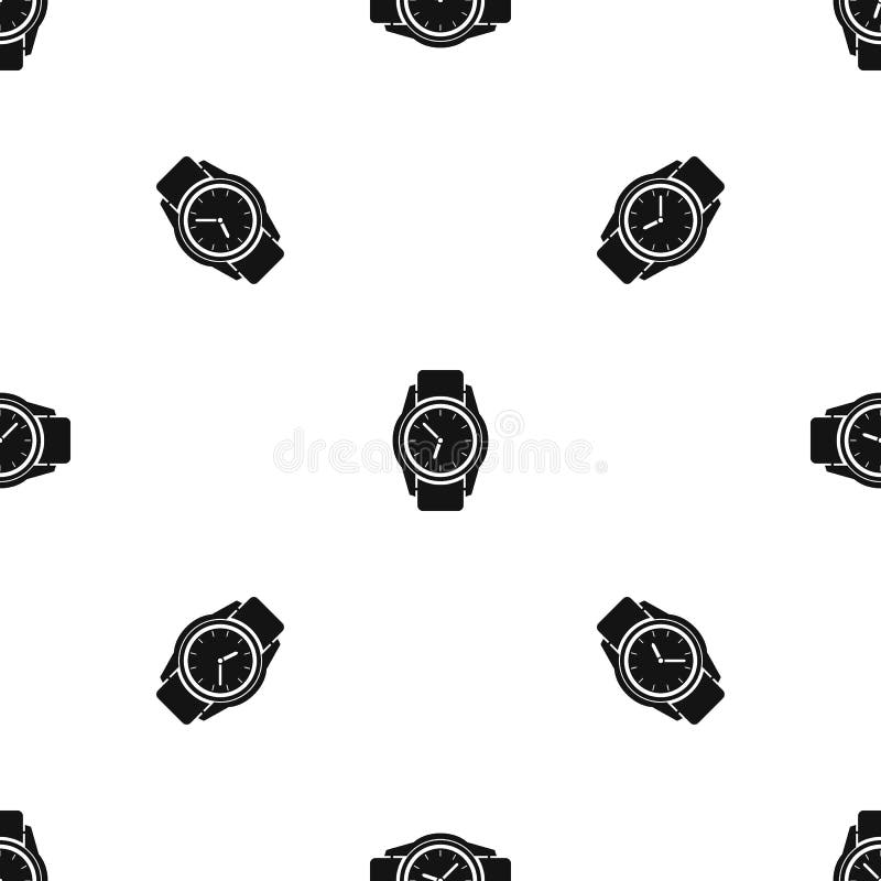 Watch Pattern Seamless Black Stock Vector - Illustration of numeral ...
