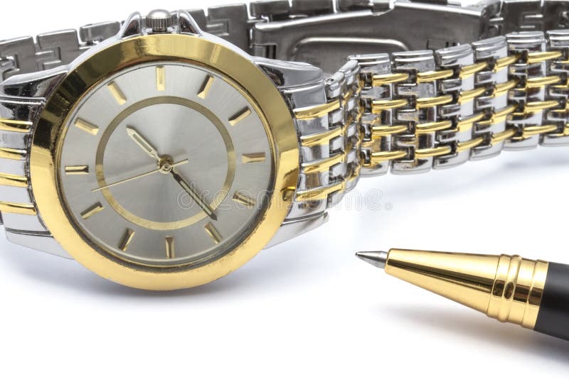 Watch and Pen stock photo. Image of accuracy, hours, clipping - 27245512