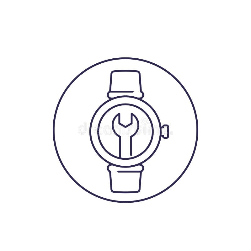 Watch repair, line icon stock vector. Illustration of circle - 179576847
