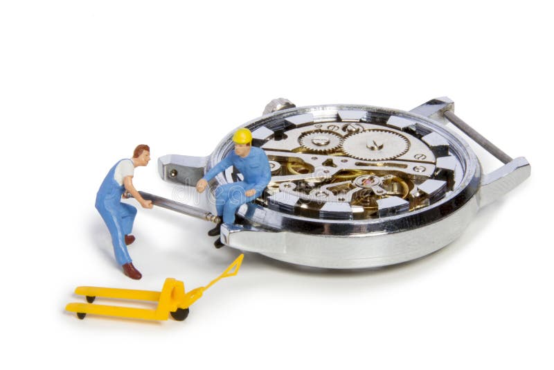 Watch Repair Miniature on a White Background Stock Image - Image of ...