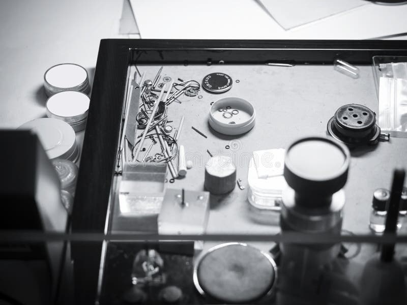 Watch Repair Tools Equipment on Working Desk Stock Photo - Image of ...