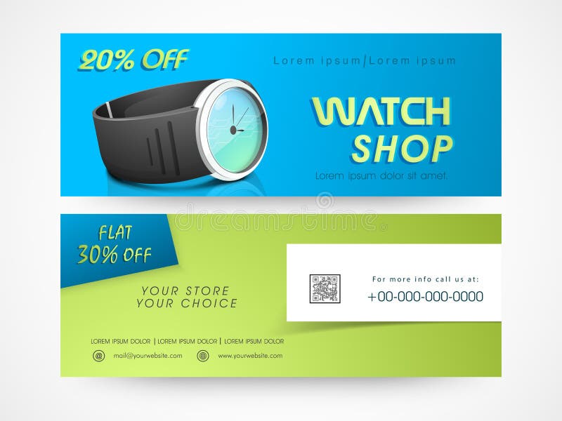 Watch Shop Web Header or Banner Design. Stock Illustration ...