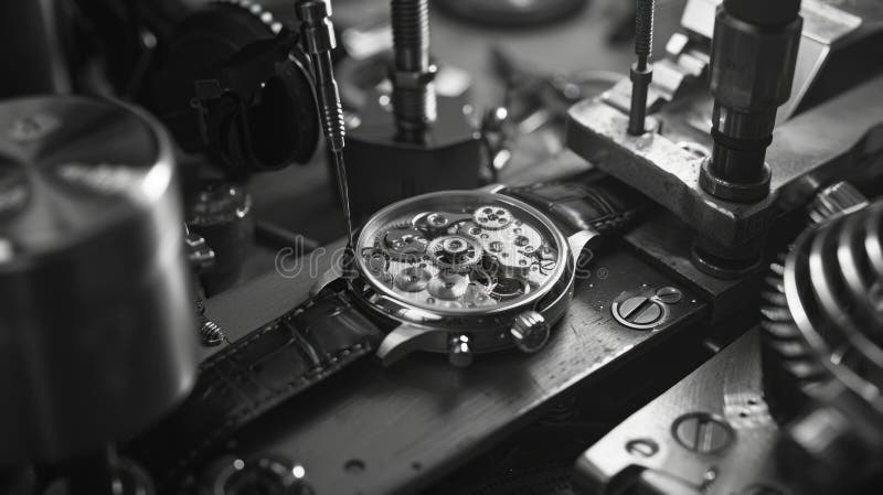 Watch on Machine Top stock photo. Image of machine, automation - 374460170