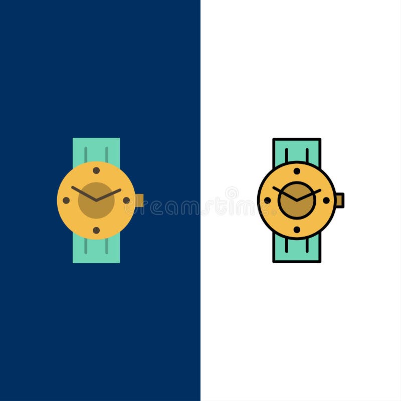 Watch, Smart Watch, Time, Phone, Android Icons. Flat and Line Filled ...