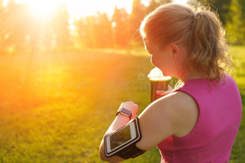 Watch for Sports with Smartwatch. Jogging Training for Marathon. Stock ...