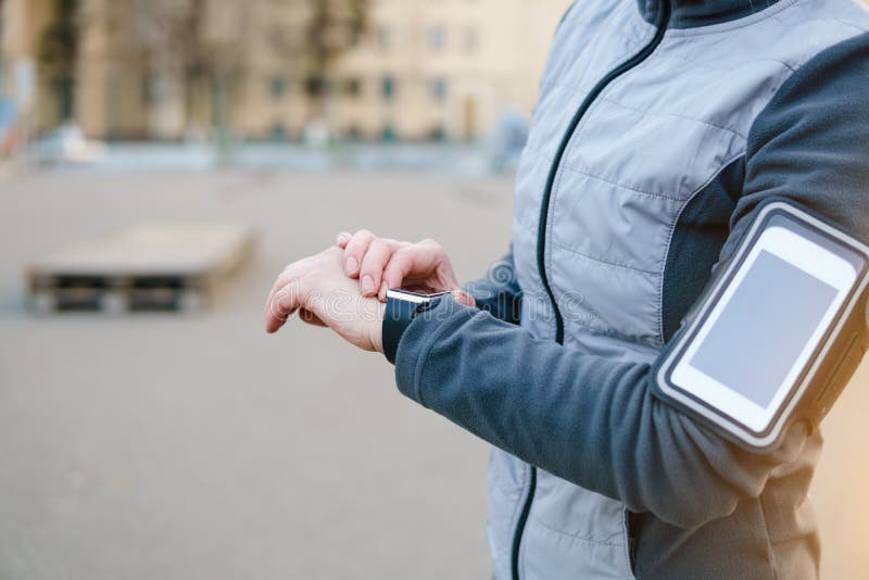 Watch for Sports with Smartwatch. Jogging Training for Marathon. Stock ...