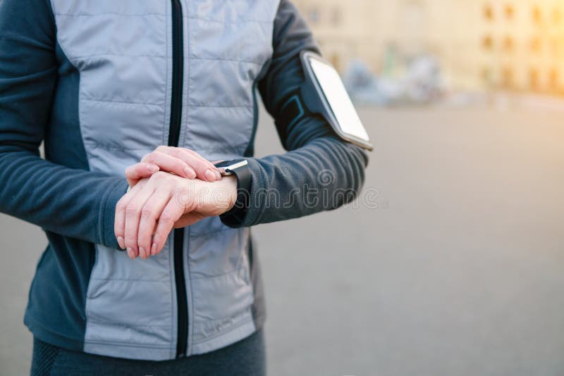 Watch for Sports with Smartwatch. Jogging Training for Marathon. Stock ...