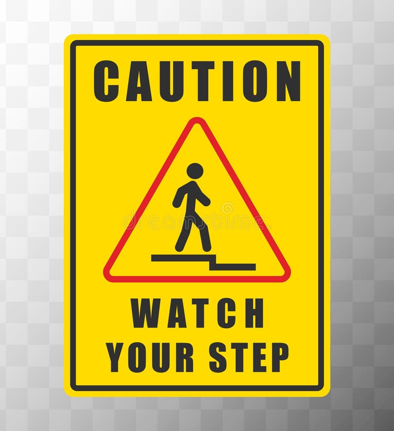 Watch Step Down Caution Icon Symbol. Stairway Warning Sign Stock ...