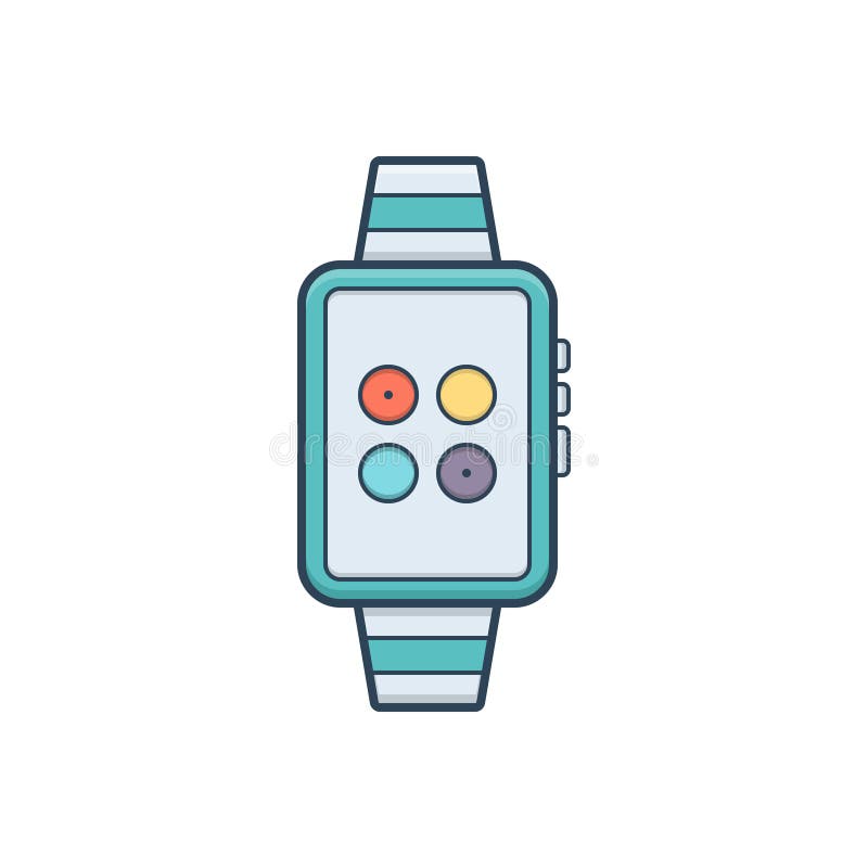 Color Illustration Icon for Watch Synchronization, Wearable and Gadget ...