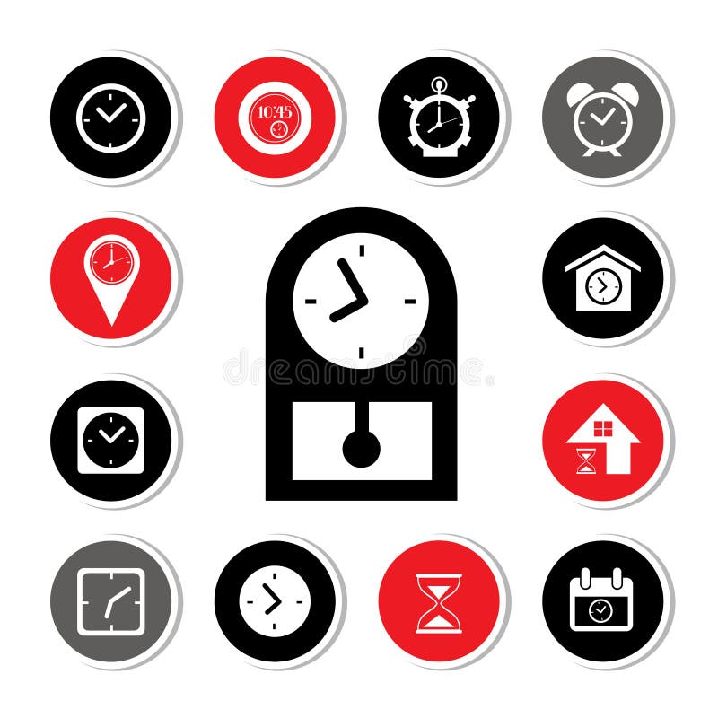 Watch and time icons set stock vector. Illustration of collection ...