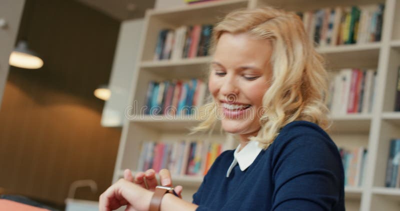 Watch, Time Management and Student Studying in the Library with Exam ...