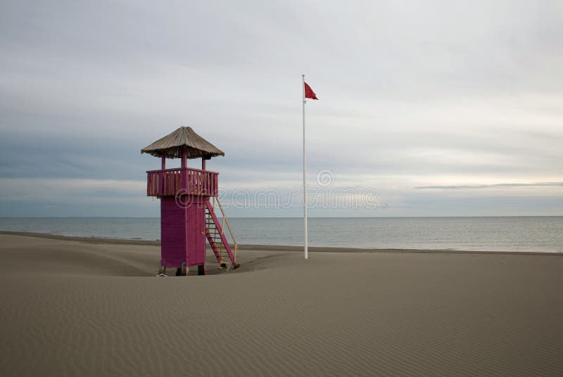 Watch Tower on Empty Sand Beach by the Sea at Sunset, Montenegro ...
