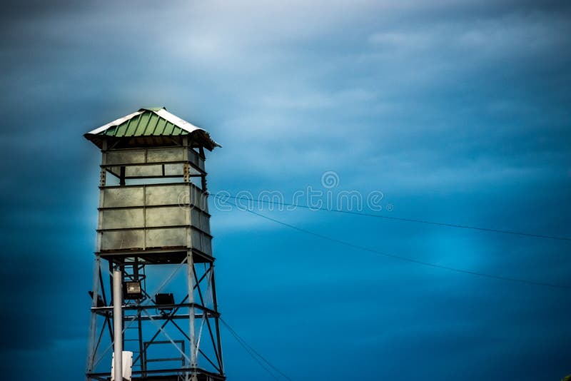 A watch tower stock photo. Image of blue, prison, jail - 96800126