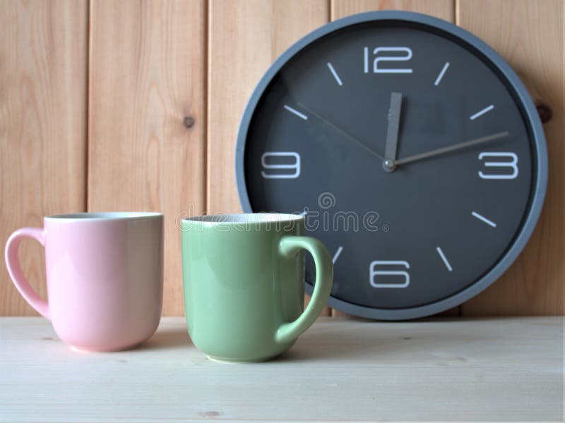 A Watch and Two Cups of Coffee or Tea Stock Image - Image of time, rest ...