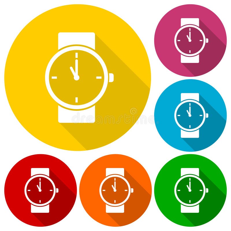 Watch Vector Icons Set with Long Shadow Stock Vector - Illustration of ...