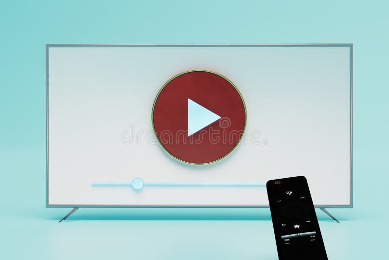 Watch Videos on Smart TV. TV with a Play Button on the Display and a ...