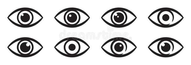 Watch and View Eye Icon. Eyeball for Observe Symbol. Stock Vector ...