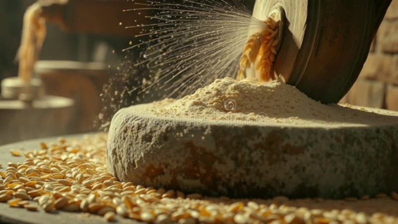 Watch Wheat Transform: Ancient Millstone Magic! Stock Footage - Video ...
