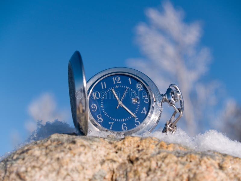 Watch at winter stock image. Image of silence, tree, hours - 7660433