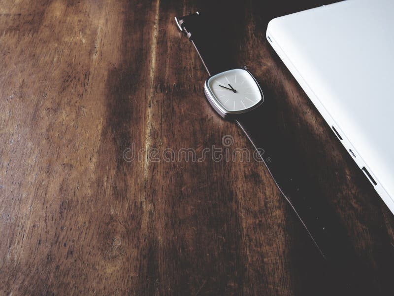 Watch on the wooden table stock photo. Image of gift - 89743076