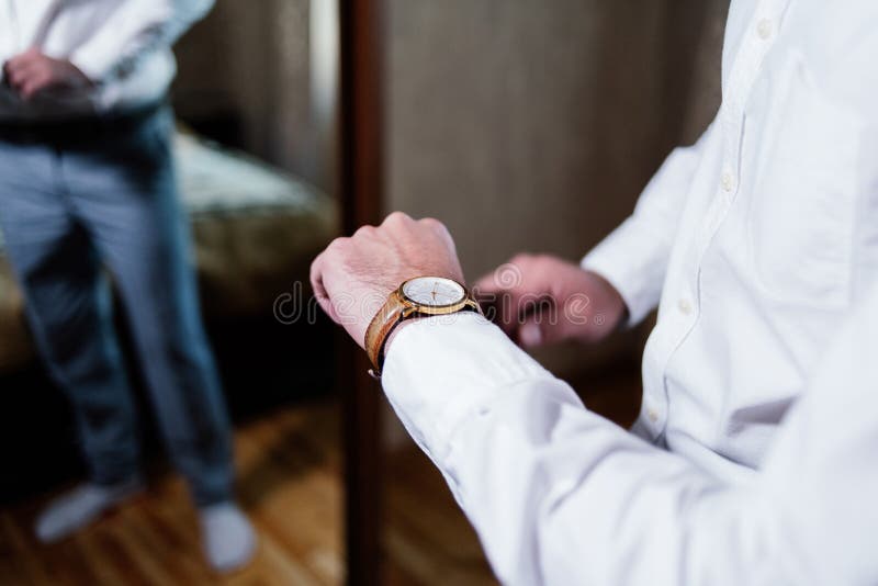 Watch on the Wrist of a Man in a Shirt Stock Image - Image of person ...