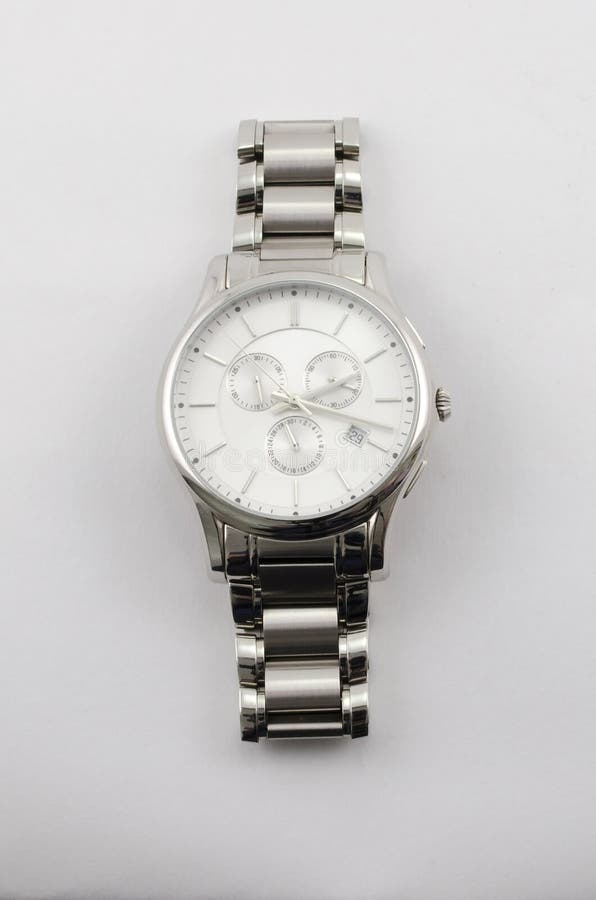 Watch stock photo. Image of clean, silver, white, reflection - 97262490