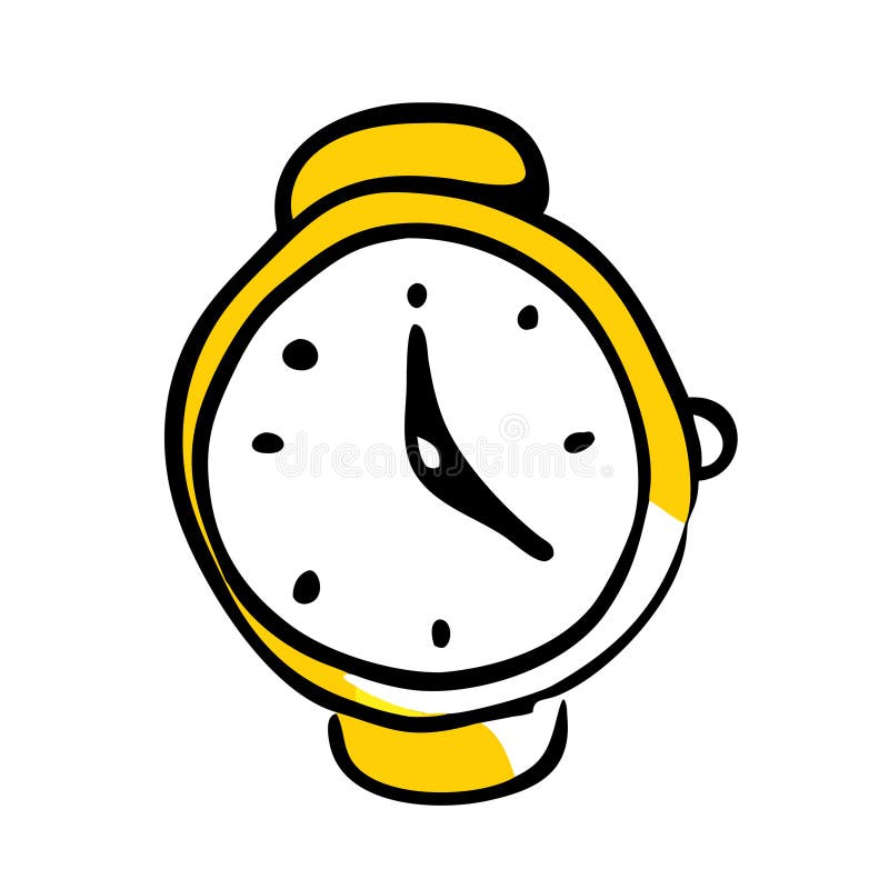 A Watch with a Yellow Border and Black Outline Stock Photo ...