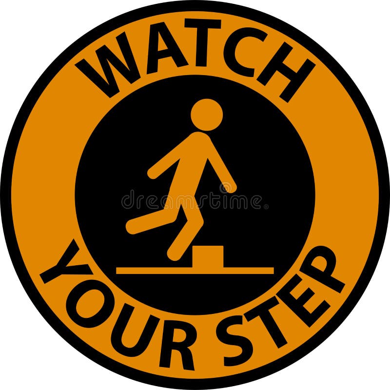 Watch Your Step Floor Sign on White Background Stock Vector ...