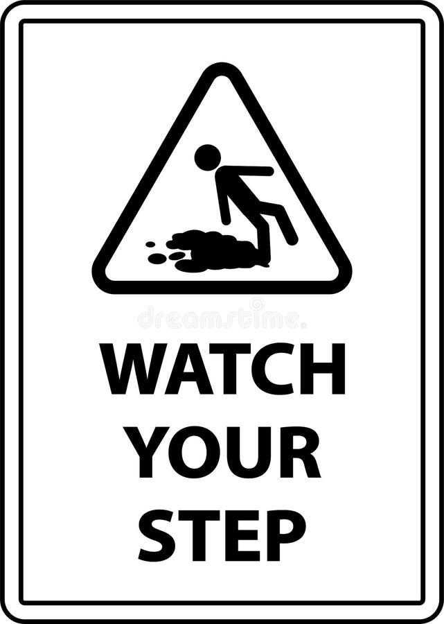 Watch Your Step Floor Sign on White Background Stock Vector ...