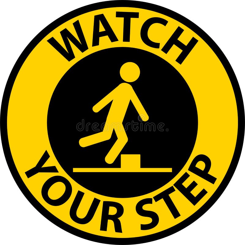 Watch Your Step Floor Sign on White Background Stock Vector ...