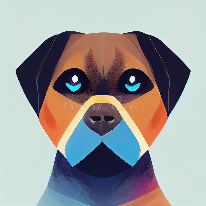 Watchdog Portrait. Abstract Muzzle of a Dog. Dog Muzzle Simple ...