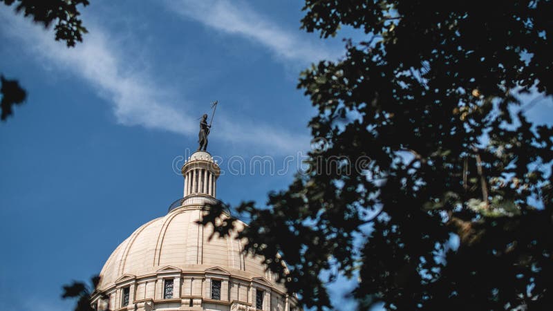The Watcher Statue Over the Oklahoma Capitol Building Stock Image ...