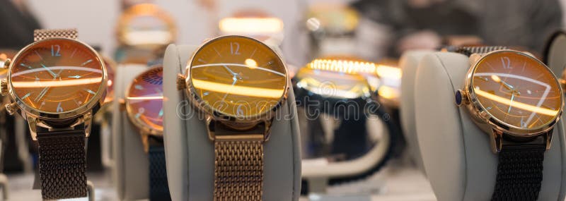 Watches in a luxury store stock image. Image of elegance - 134094997