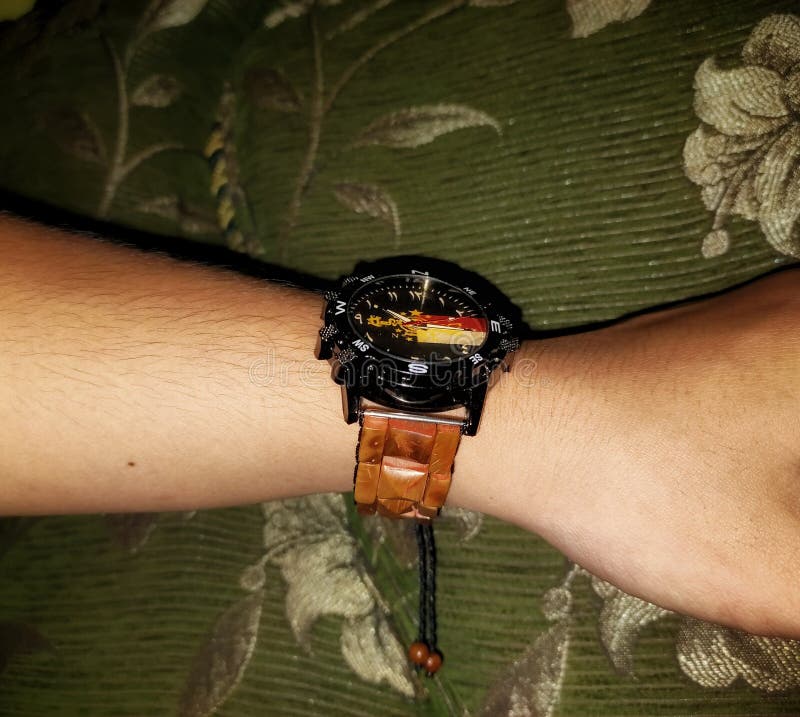 Watches Made of Teak Wood are Very Comfortable To Use Stock Image ...