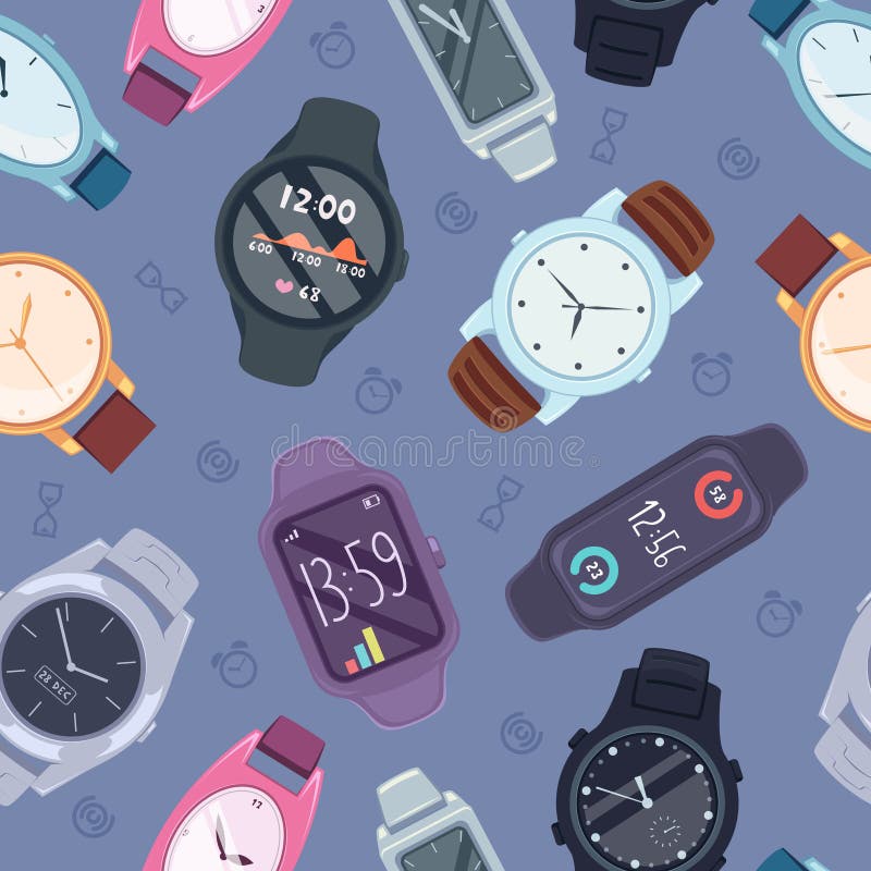 Watches Pattern. Fashioned Luxury Tools for Businessmen Hand Watches ...