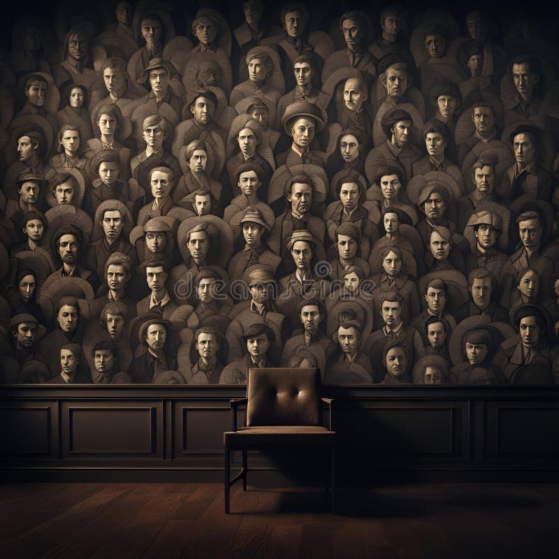 The Watchful Wall of Faces. Generative AI Stock Image - Image of ...