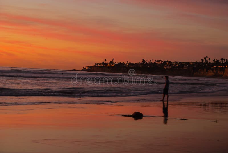 Watching a Beautiful California Sunset on the Beach Stock Photo - Image ...