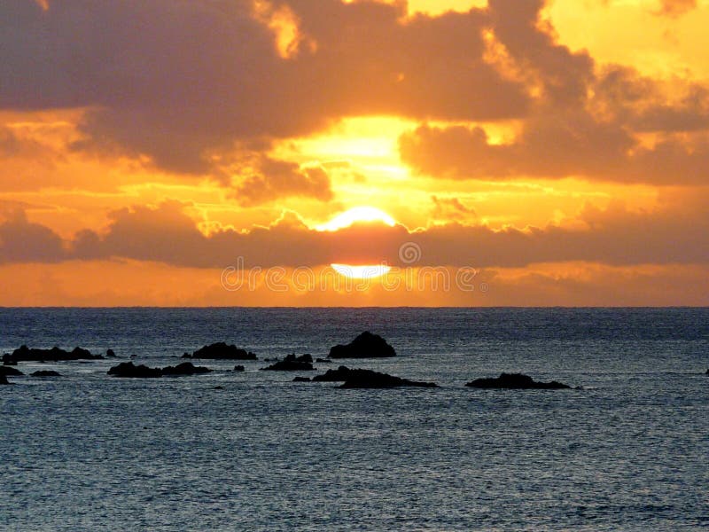 Watching a Beautiful Sunset on the Mysterious Easter Island, Chile ...