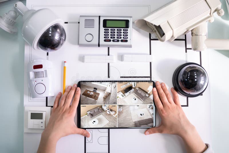 Watching CCTV Surveillance Devices Stock Image - Image of high, camera ...