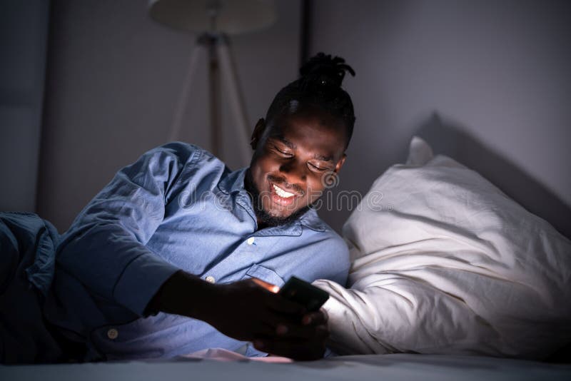 Watching Cell Phone before Sleep at Night Stock Photo - Image of sleep ...